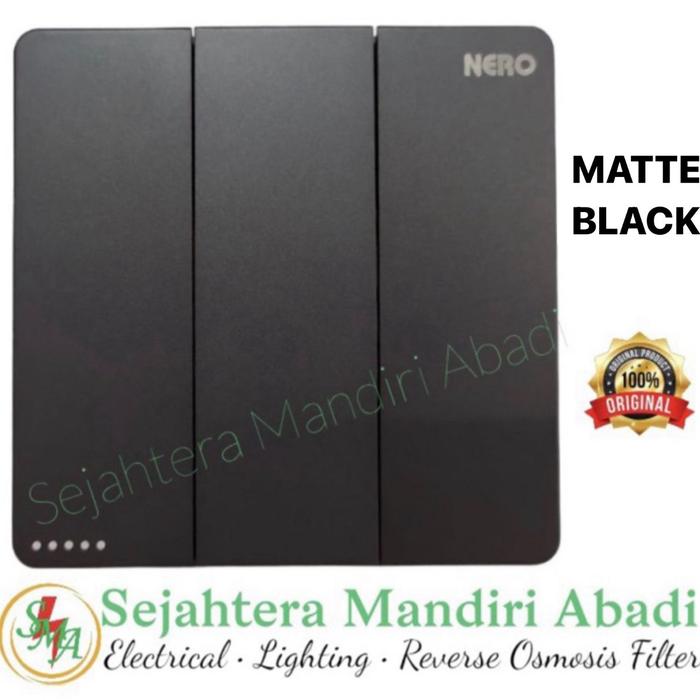 Jual Saklar 3 Gang 1 Arah Nero Casa X2 MB Matte Black Saklar Triple ...