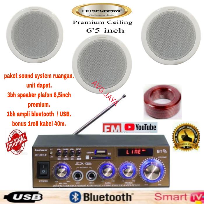 Promo paket sound system ruangan speaker premium plafon 6,5inch speaker ...