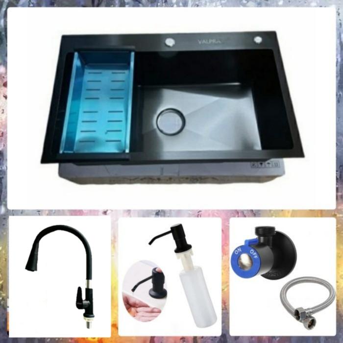 Jual kitchen Sink / Bak Cuci Piring 1 Lubang Besar 7545 Hitam Stainless ...