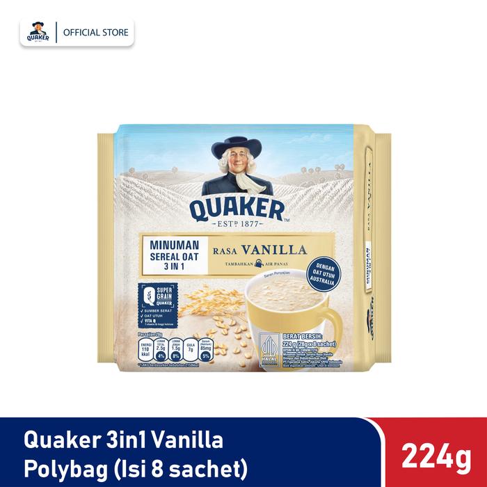 Promo Quaker 3in1 Vanilla Polybag 224g Minuman Sereal Oats (Isi 8 sachet) - - Quaker Oats ...