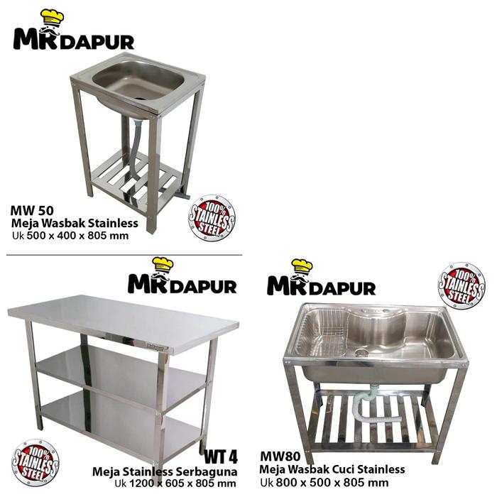 Jual PAKET MEJA KERJA STAINLESS STEEL WT4 BAK CUCI PIRING MW80 DAN ...