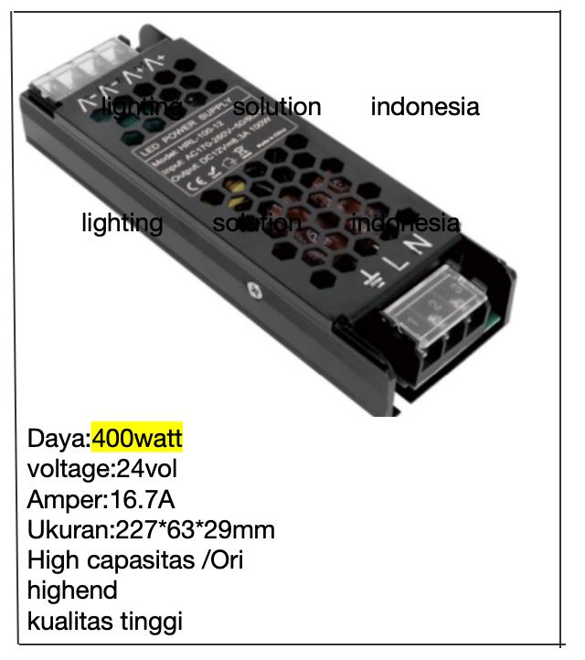 Jual trafo ballast travo 400watt led strip 24v 16.7a highend ...
