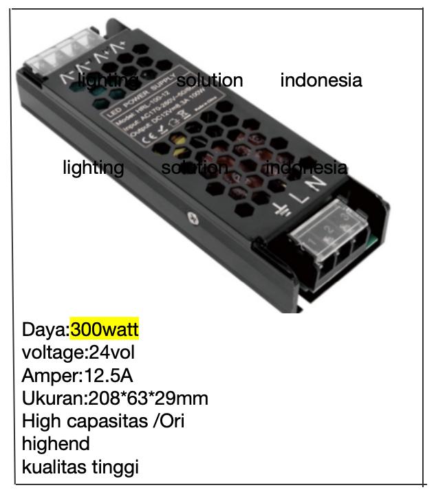 Jual trafo ballast driver travo 300watt 24vol 12.5a for led strip ...