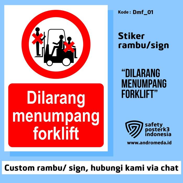 Jual Stiker Vinyl Sign Rambu K3 Dilarang Menumpang Forklift ...