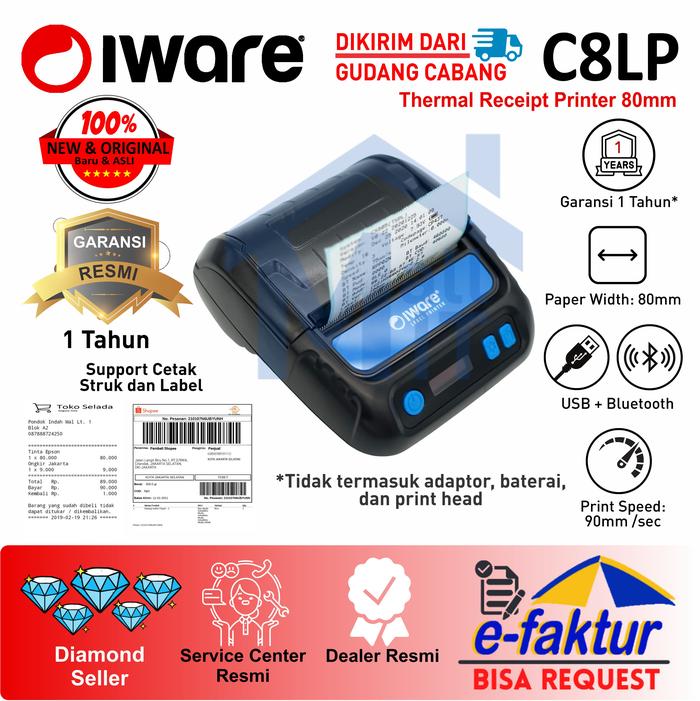 Promo Printer IWARE STRUK LABEL RESI Bluetooth C-8LP C8LP ANDROID ...