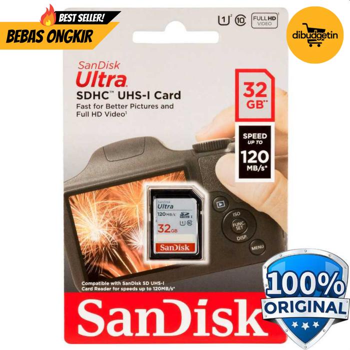 Jual SanDisk Ultra SD Card 32GB 120MB/s SDXC/HC UHS-I Card Class 10 ...