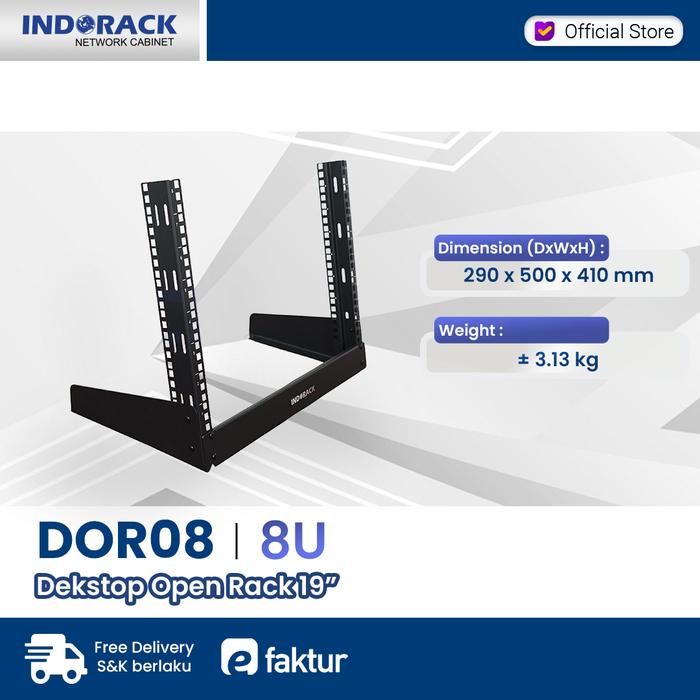 Jual Indorack DOR08 Desktop Open Rack 8U Rak Server Adjustable Depth ...