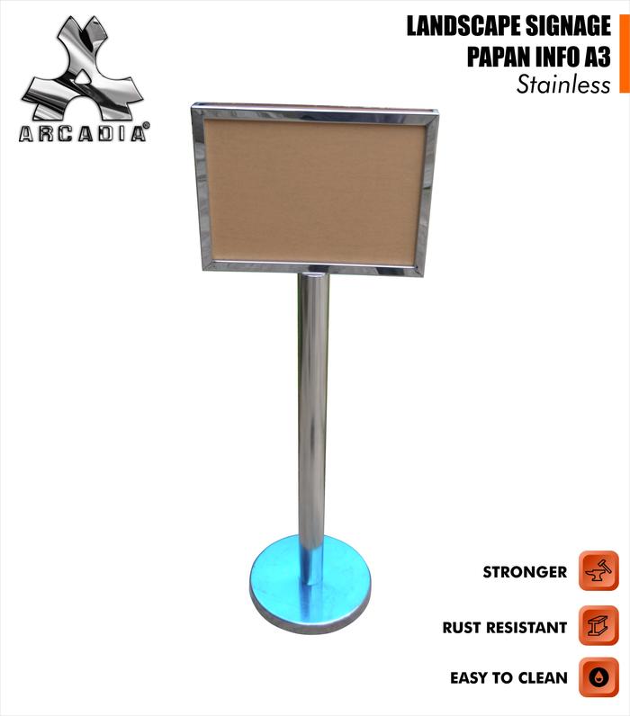 Jual Signage / Papan info stainless ukuran frame A3 (landscape ...