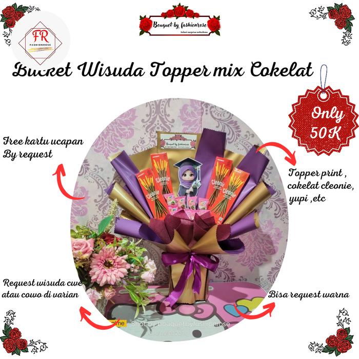 Jual BUCKET WISUDA TOPPER MIX COKELAT BUKET WISUDA TOPPER PRINT ...