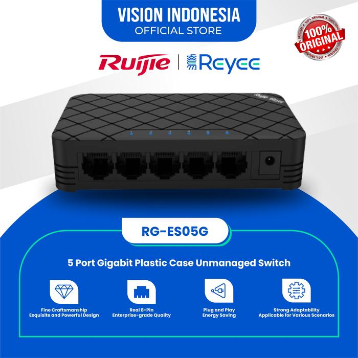 Jual Ruijie RG-ES05G 5 Port Gigabit Plastic Case Unmanaged Switch ...