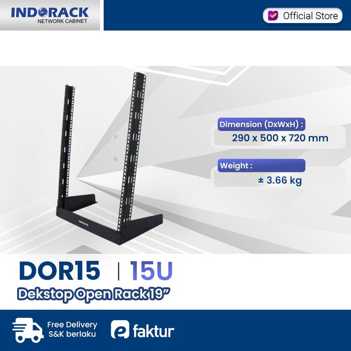 Promo Indorack DOR15 Desktop Open Rack 15U Rak Server Adjustable Depth ...