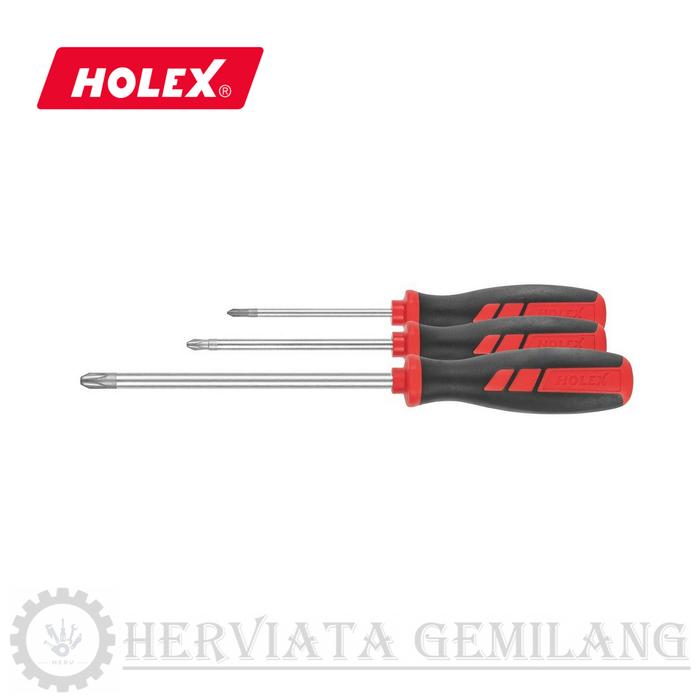 Jual HOLEX Phillips Screwdriver Set with Power Grip 3 pcs / Obeng Plus ...