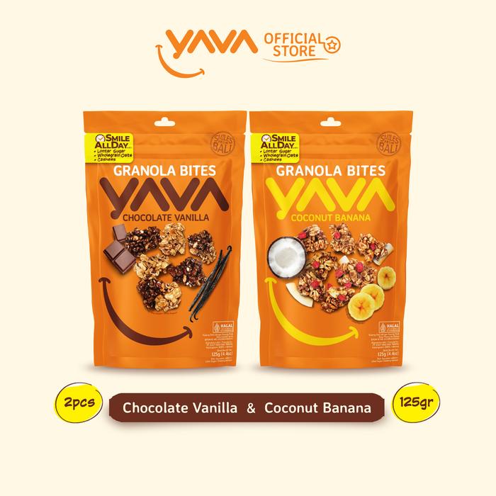 Promo YAVA Paket Granola Bites Chocolate Vanilla & Coconut Banana (2 x ...