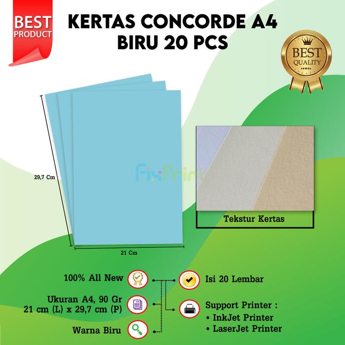 Jual Kertas Concorde Paper A4 90gr 210mm x 297mm 1 pack isi 20 Lembar ...