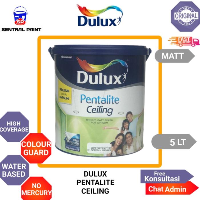 Jual DULUX PENTALITE CEILING WHITE SUPERMATT 108 5KG CAT PLAFON ...