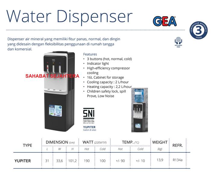 Jual Water Dispenser GEA YUPITER Dispenser Air Galon Atas - Jakarta ...