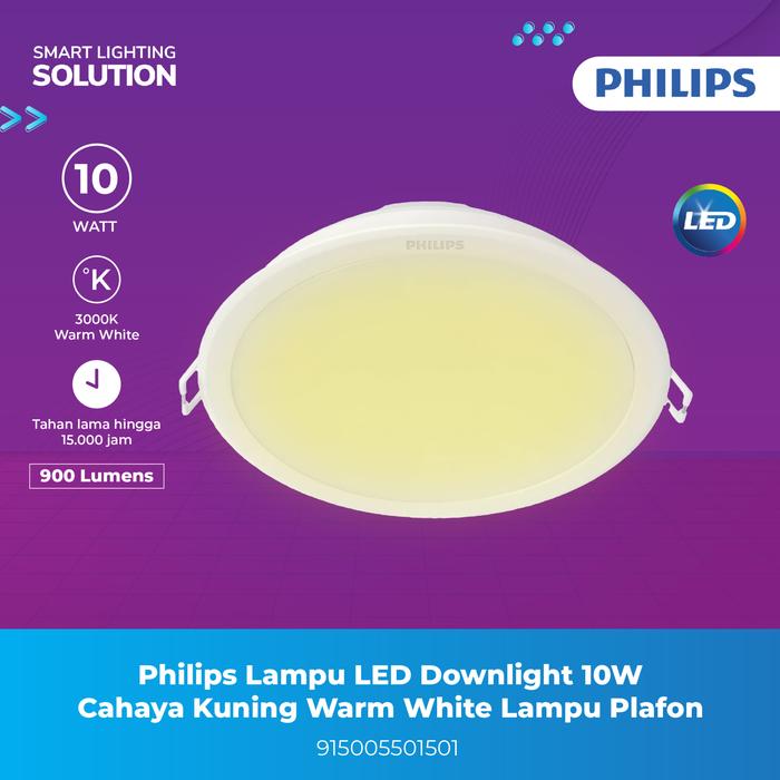 Promo Philips Lampu LED Downlight 10W Cahaya Kuning Warm White Lampu ...