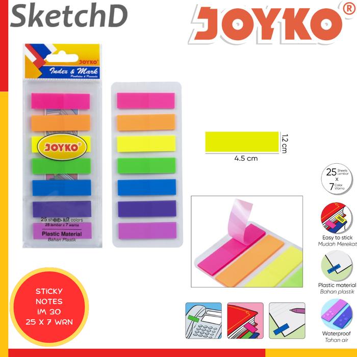 Promo Memo Tempel Plastik Joyko IM 30 Sticky Notes Index & Mark 7 warna ...