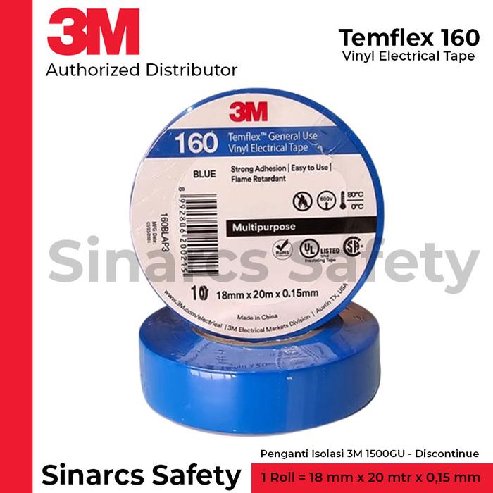 Jual 3M Temflex 160 Isolasi Listrik General Use Vinyl Electrical Tape ...