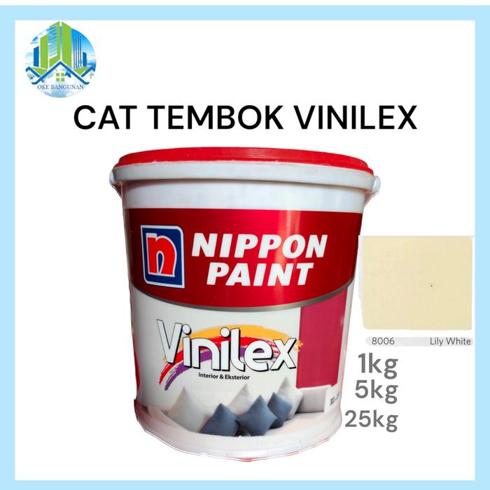 Jual cat tembok vinilex lily white 8006 nippon paint 1 5 25 kg - 1kg ...