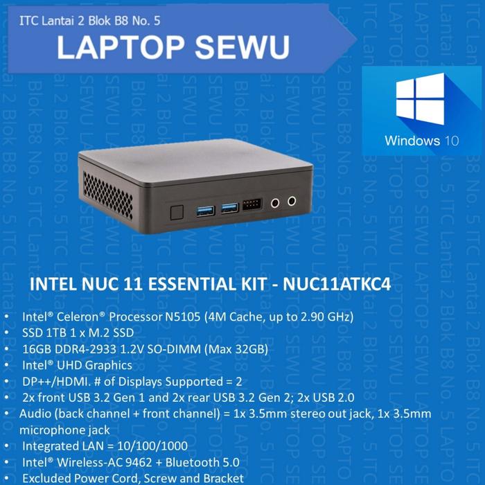 Jual Mini PC INTEL NUC 11 N5105 4-Core Barebon Essential Kit NUC11ATKC4 ...