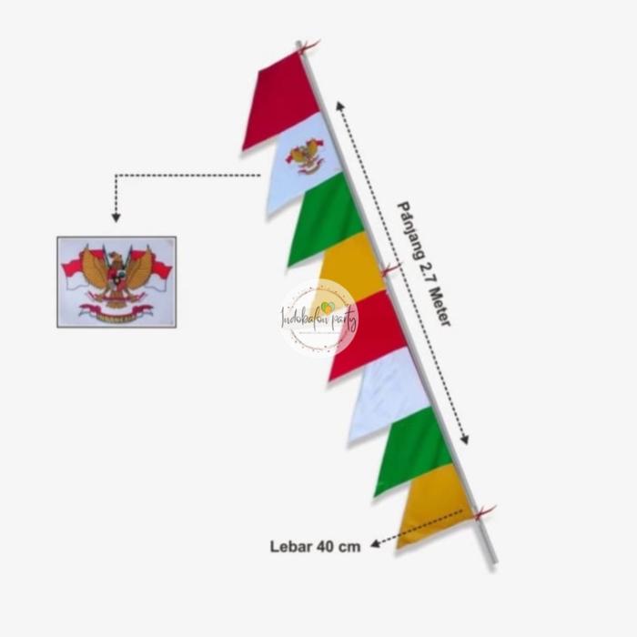 Jual 20 PCS Bendera Umbul Umbul Garuda / Bendera Merah Putih Zig Zag 17 Agustus - Hijau ...