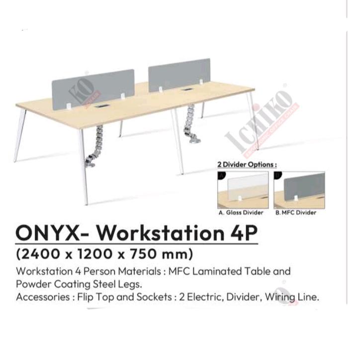Jual Meja kantor 4 orang include socket electrik Ichiko ONYX workstation 4P - Jakarta Barat ...
