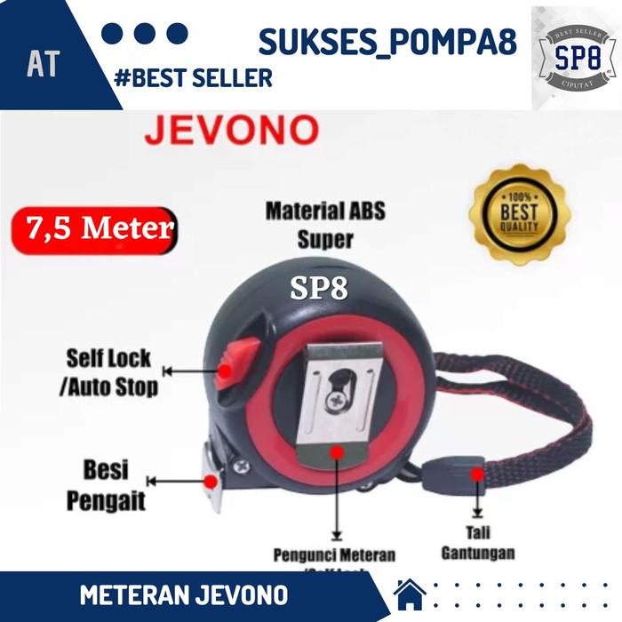 Jual JEVONO Measuring Tape / Meteran 7,5 Meter JM-001 - Kota Tangerang Selatan - Sukses Pompa8 ...