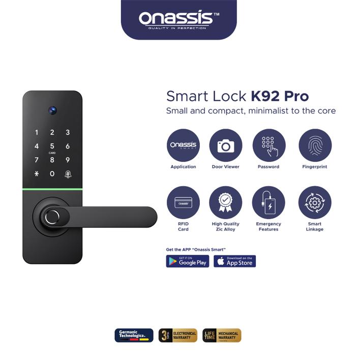 Promo ONASSIS SMART LOCK K92 PRO CAMERA BUILT IN Cicil 0% 3x - Kota ...
