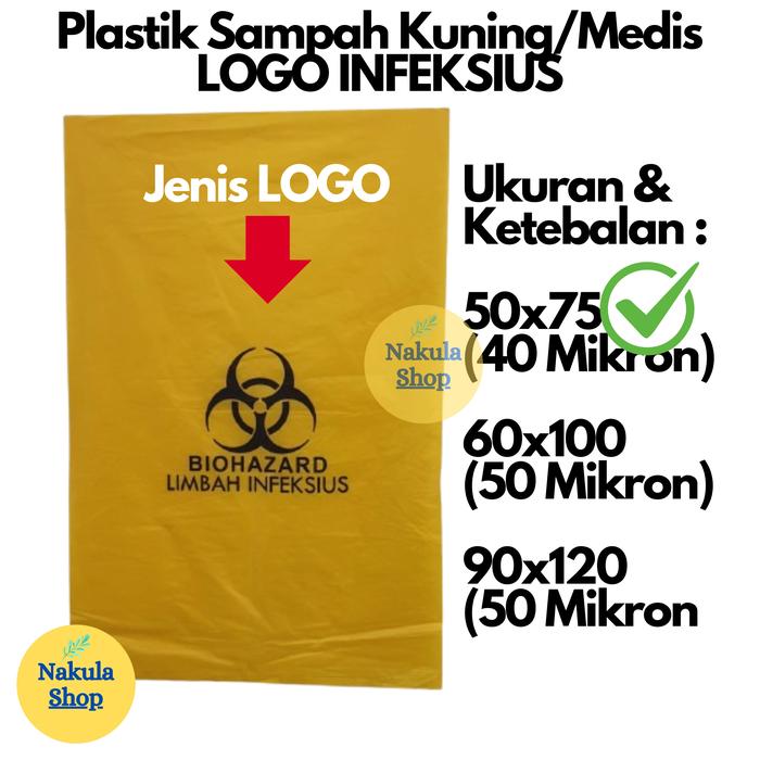Jual PLASTIK SAMPAH PE KUNING MEDIS LOGO INFEKSIUS UKURAN 50X75 - Kota ...