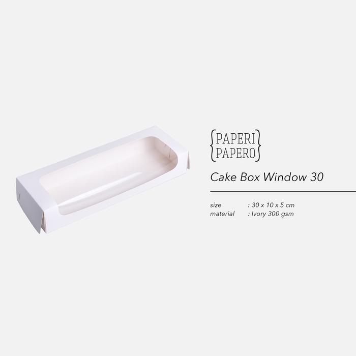 Promo Rectangle White Snack Box w/ Window (30 x 10 x 5 cm) - Kotak Kue ...