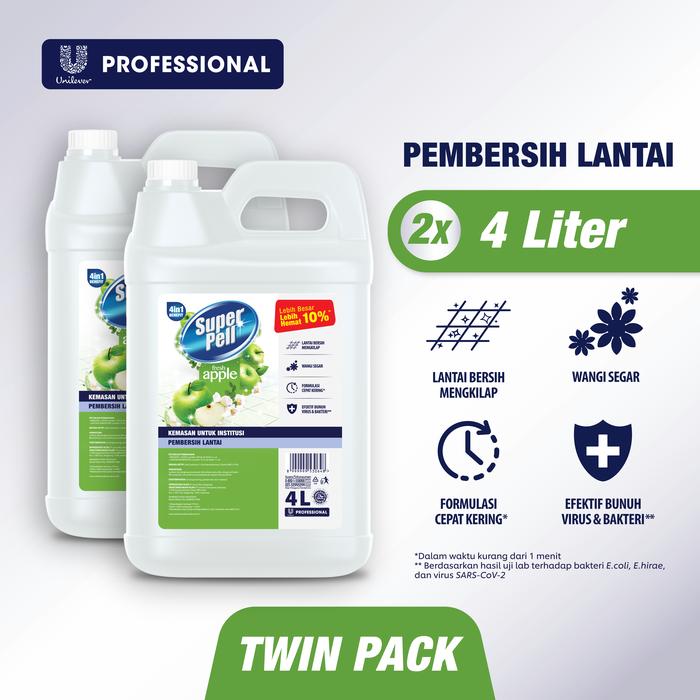 Promo Superpell Professional Pembersih Lantai Apel Jerigen 4L Twin Pack ...