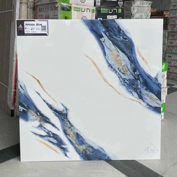 Jual granit 60x60 arna amreta blue motif corak marmer glosi lantai ...