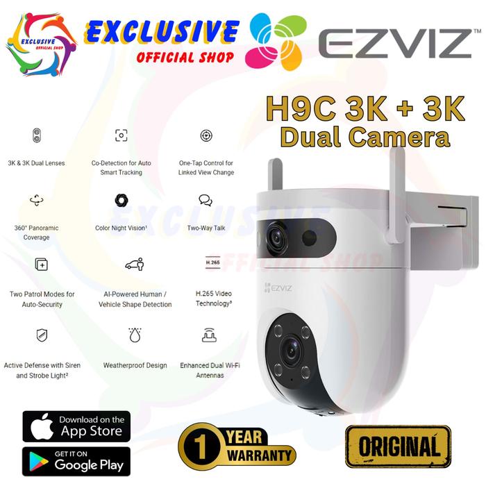 Jual EZVIZ H9C Dual Lens 3K & 3K / 5MP + 5MP Smart Home Wifi IP Camera ...