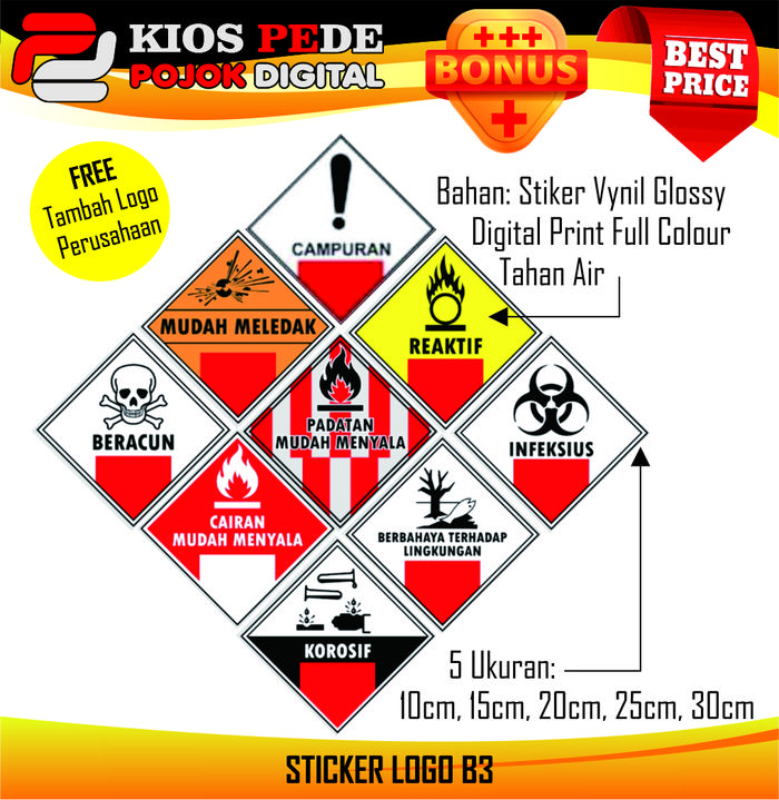 Jual Stiker Sticker Safety K3 Simbol Label Limbah B3 - TANPA LAMINASI ...