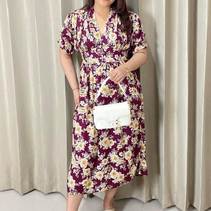 Jual haruka dress/daster kekinian/dress kerah v sexy - maroon - Kota ...