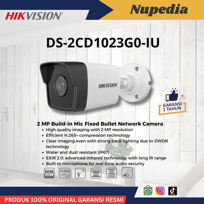 Jual IP CAMERA HIKVISION 2MP BULLET FIXED NETWORK CAMERA-CCTV OUTDOR ...