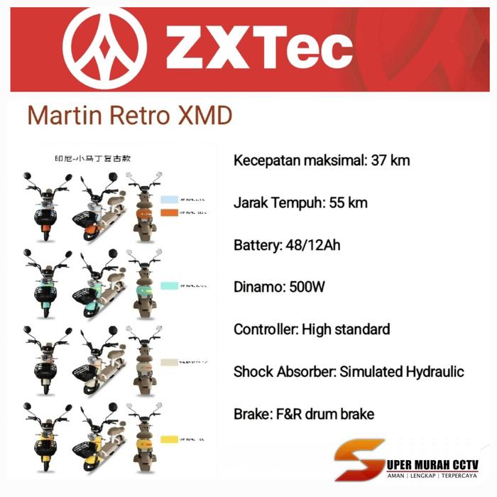 Jual Sepeda Listrik ZXTec MARTIN RETRO [XMD] Skuter EV Max 37km/Jam ...