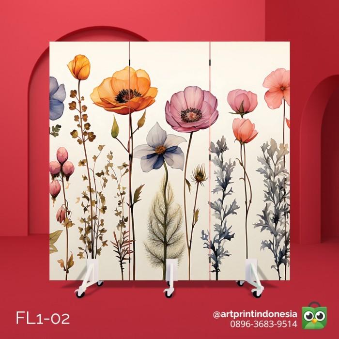 Jual Partisi Ruangan, Sekat Ruangan - Bunga (3 panel) FL1-03 - Jakarta ...