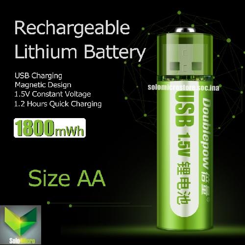 Jual DOUBLEPOW Baterai Battery Rechargeable AA Li-Ion 1.5V USB 1800mWh ...