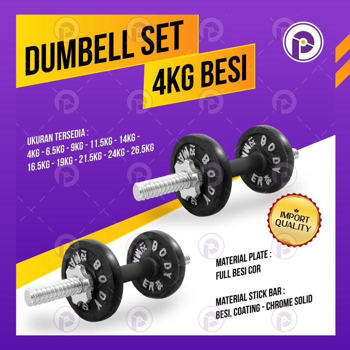 Promo Dumbell set 5KG besi 5 KG Paket Stick Beban Barbel Dumbel Logam GYM - Kota Surabaya - Pipo ...