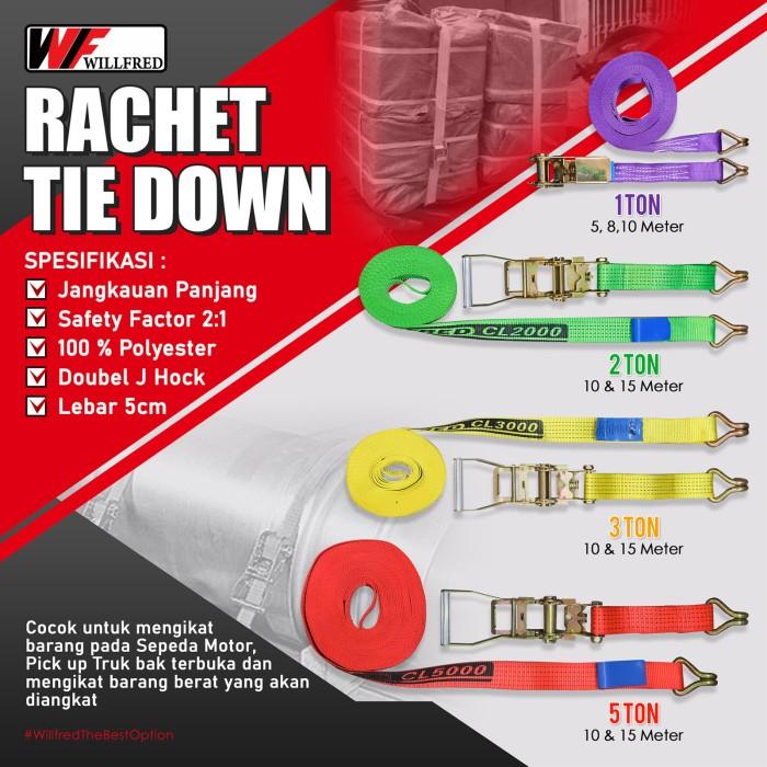 Jual WILLFRED 2 TON X 10 Meter Tali Ratchet Tie Down - Tali Kekang Ratchet Cargo Lashing RATCHET ...
