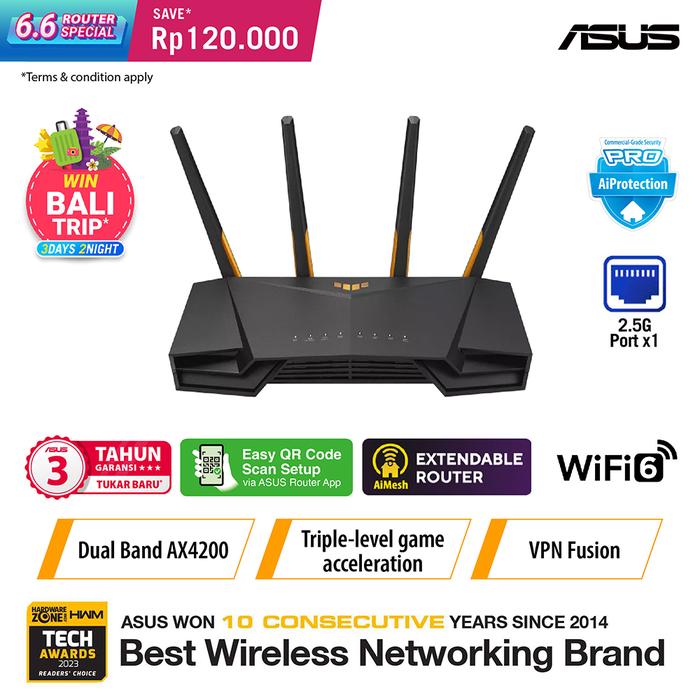 Jual Asus Tuf-ax4200 Tuf Gaming Ax4200 Dual Band Wifi 6 Gaming Router ...