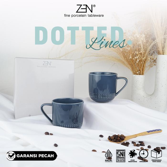 Promo ZEN Mug Keramik Dotted Lines Blue Navy isi 2 pcs + Box - Kab ...