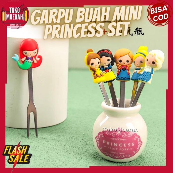 Jual GARPU BUAH MINI PRINCESS 1 SET 5 pcs GARPU DESSERT GARPU KUE LUCU ...