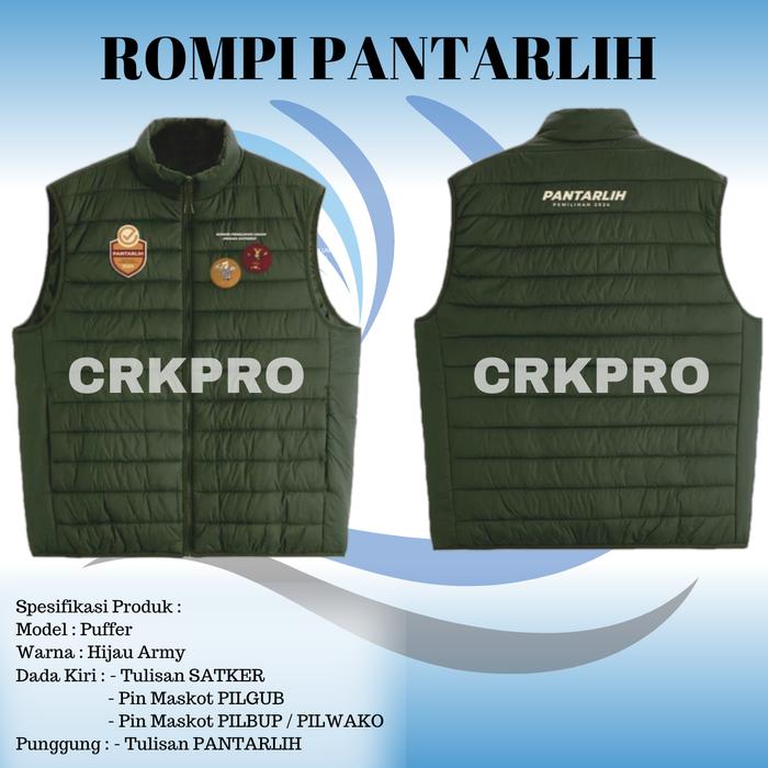Jual ROMPI PANTARLIH Model Puffer PILKADA 2024 HIJAU TENTARA ARMY GREEN ...