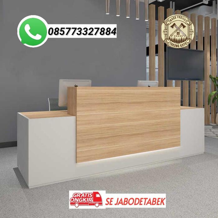 Jual Meja Kerja Resepsionis Full Kayu Mahoni Ukuran Unit 200 × 60 × 100 ...