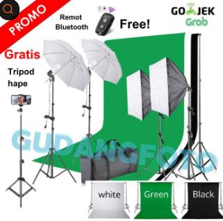 Promo Paket Lighting Mini Studio Background Foto Lampu studio soft Box ...