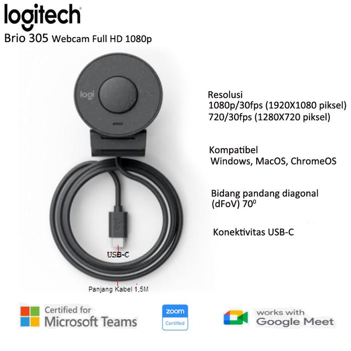 Jual Webcam Full HD Logitech Brio 305 dengan auto light correction ...
