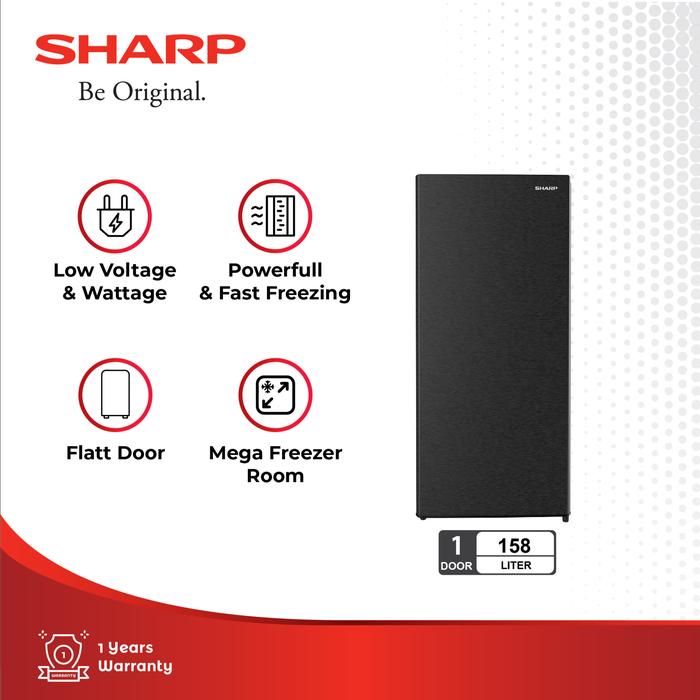 Promo Sharp Kulkas 1 Pintu FJ-M186A-HS Standing Mega Freezer 158L 6 Rak ...